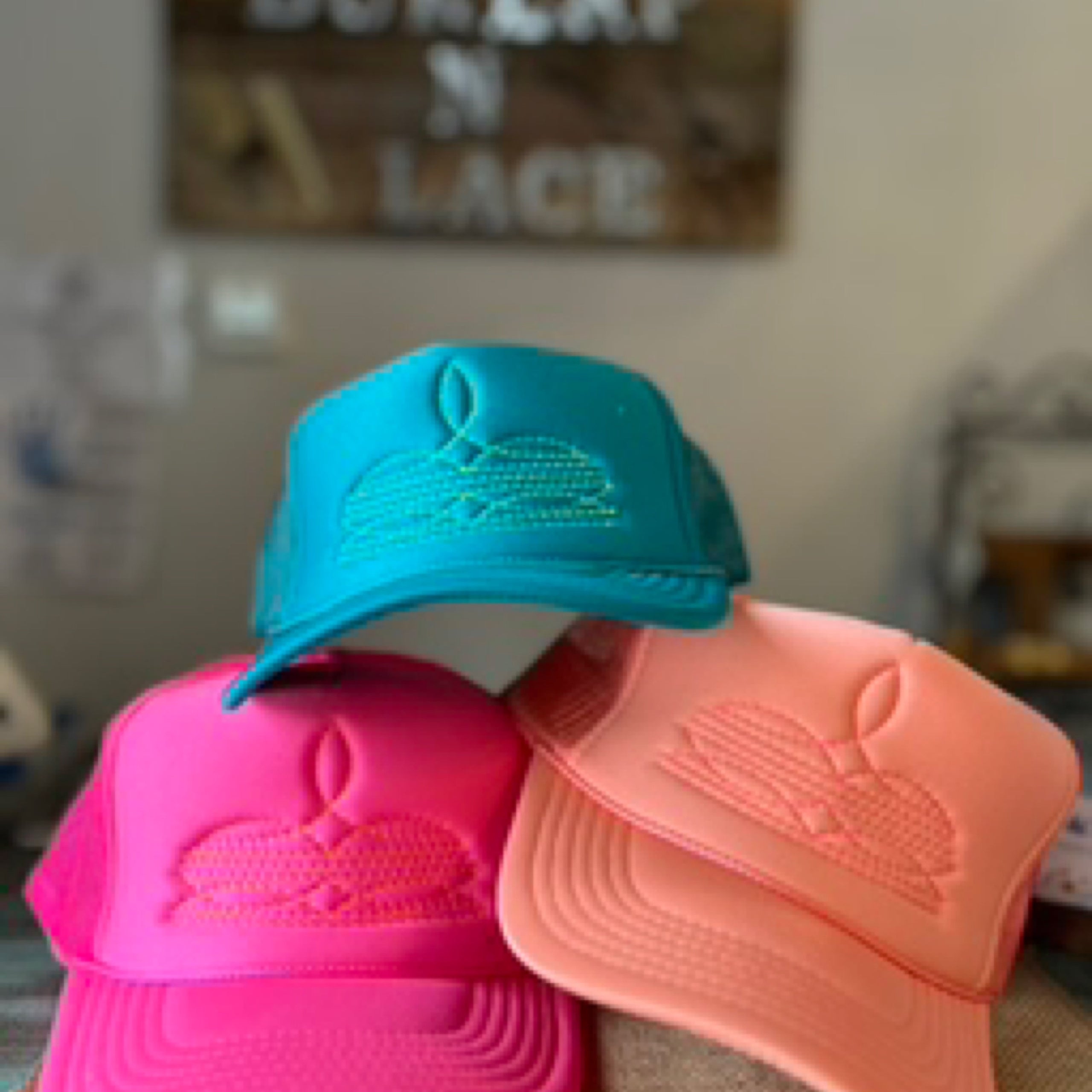 Boot Stitch Cap - Hot Pink with Yellow stitching | Burlap-N-Lace